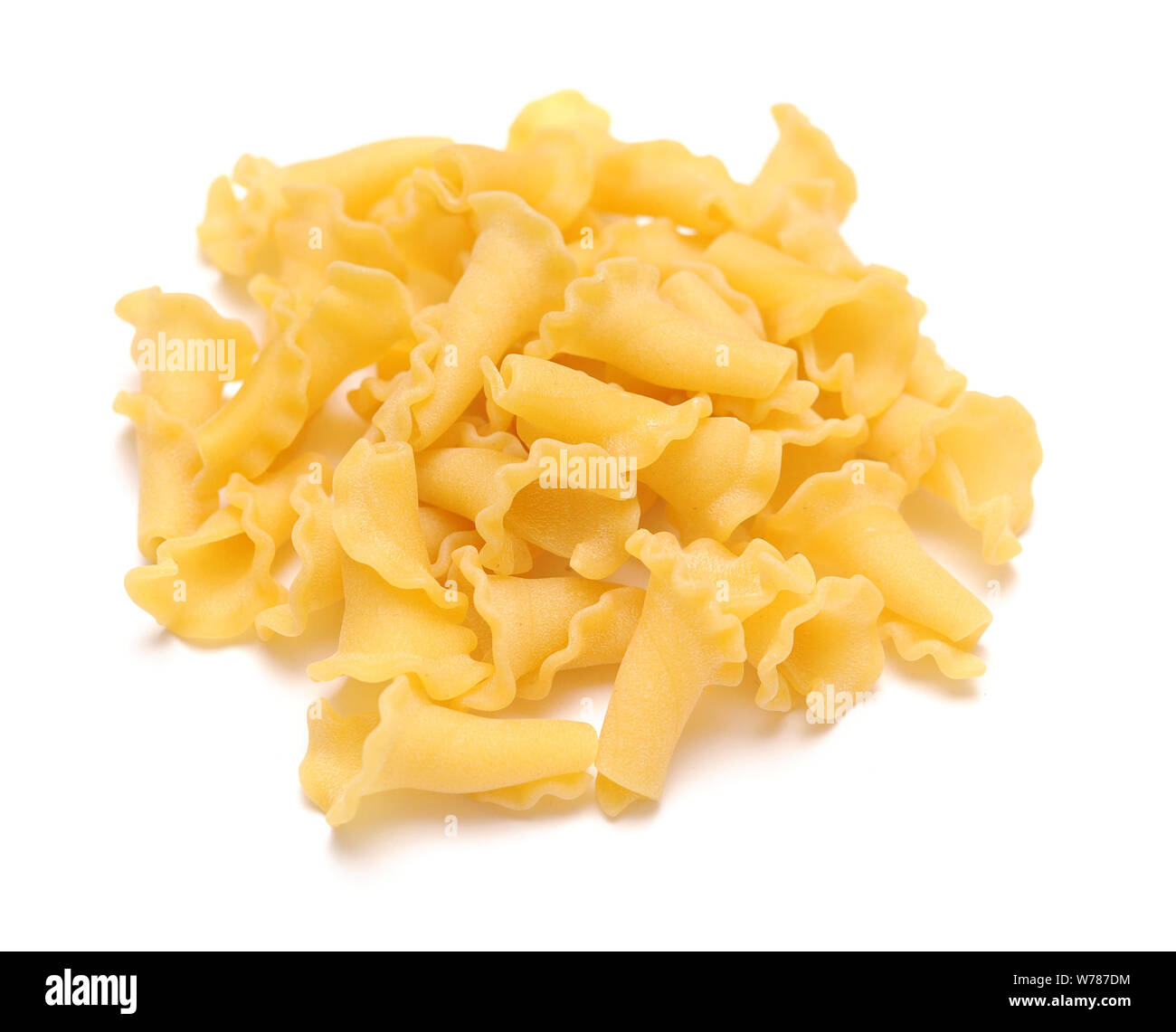 campanelle pasta on white background Stock Photo - Alamy