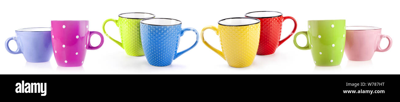 Set of Tea cups on white background Stock Photo - Alamy