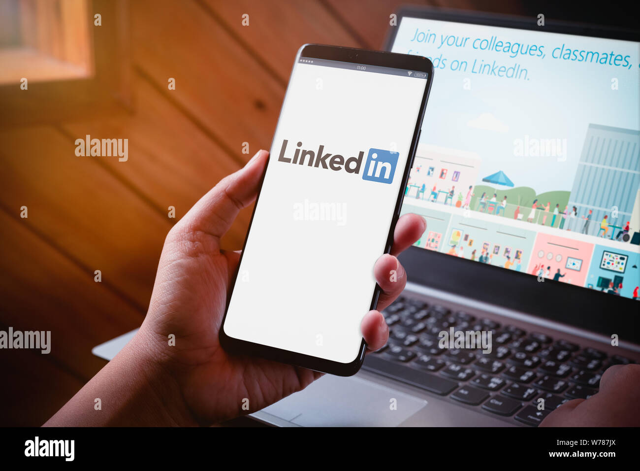 Bangkok, Thailand - August 5, 2019: Hands holding Smartphone with ...