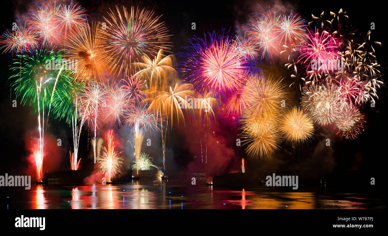 Colorful fireworks. Fireworks are a class of explosive pyrotechnic ...