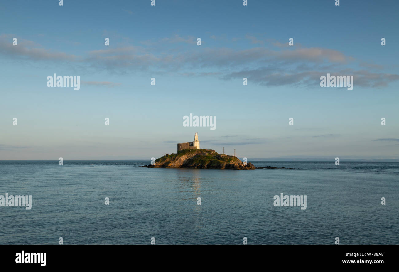 Mumbles Lighthouse island Stock Photo - Alamy