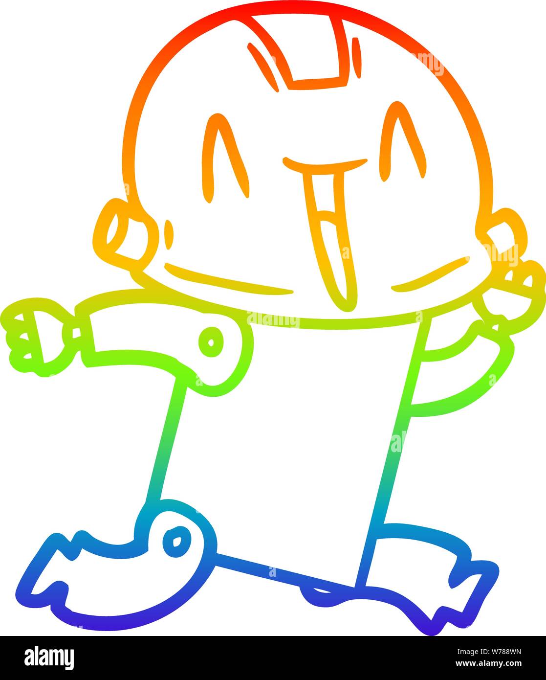 rainbow gradient line drawing of a cartoon robot Stock Vector Image ...