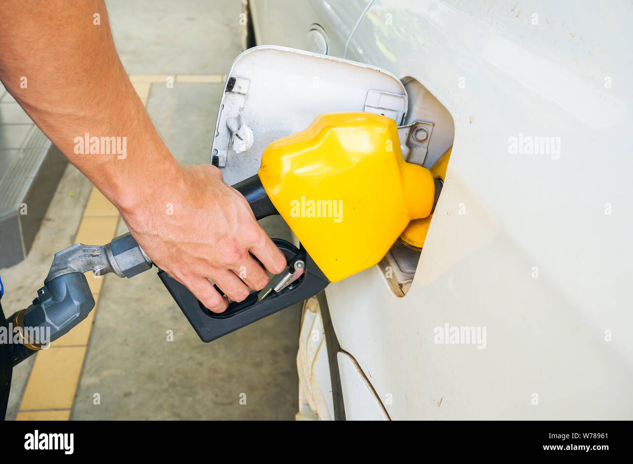 Self service FUEL Pump in oil station Stock Photo - Alamy