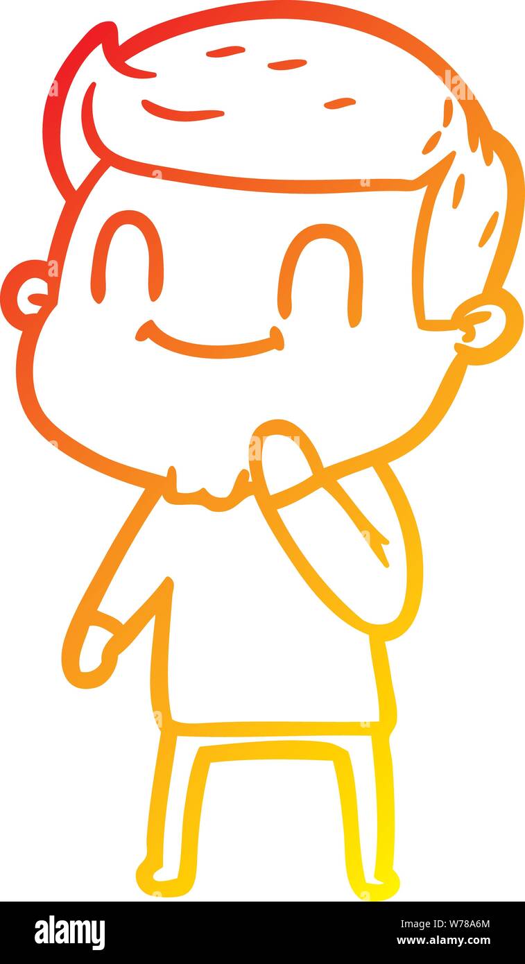 warm gradient line drawing of a cartoon friendly man Stock Vector Image ...