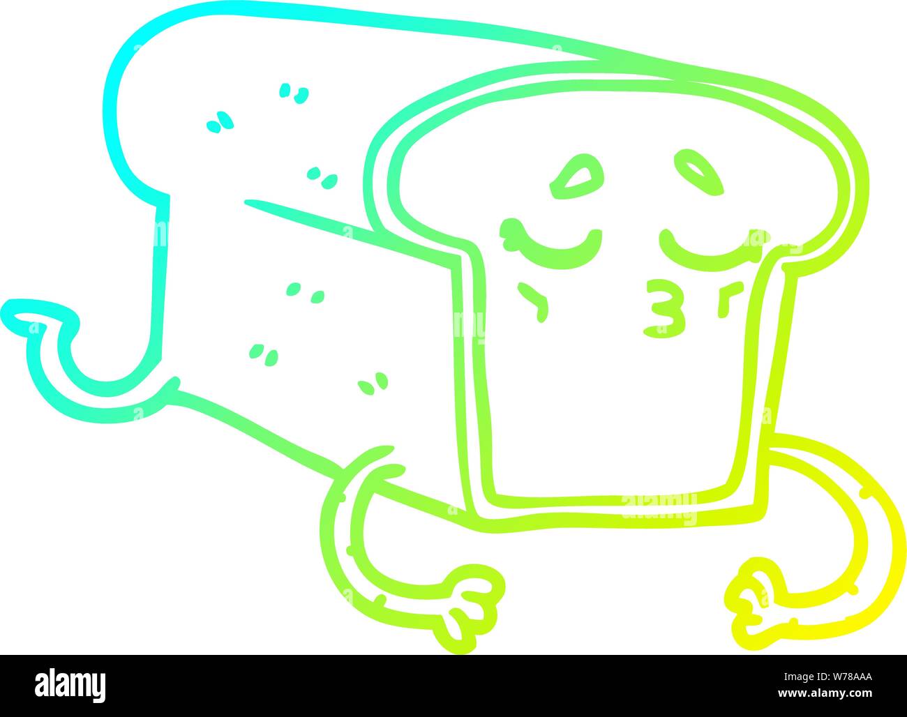 cold gradient line drawing of a cartoon loaf of bread Stock Vector ...