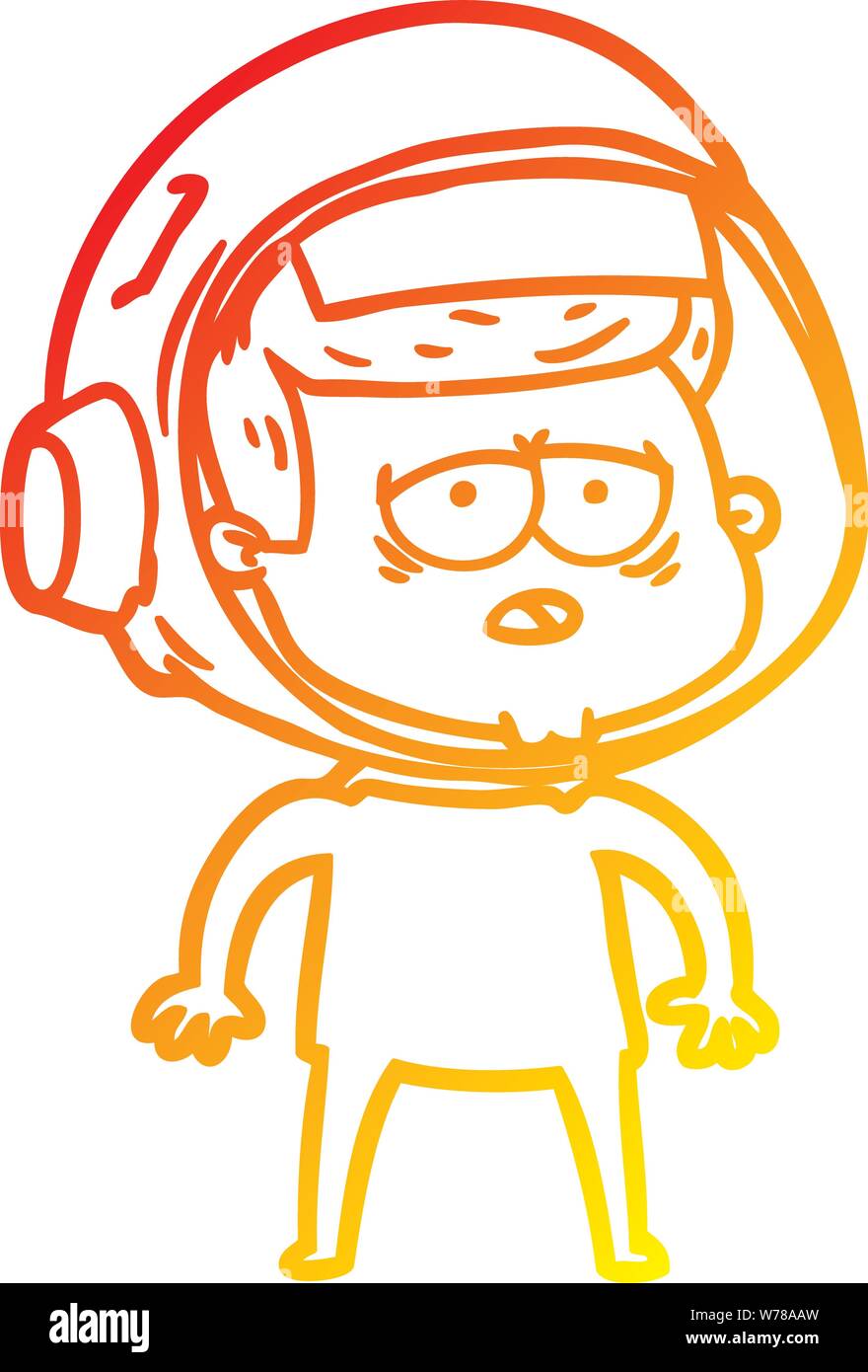 warm gradient line drawing of a cartoon tired astronaut Stock Vector ...