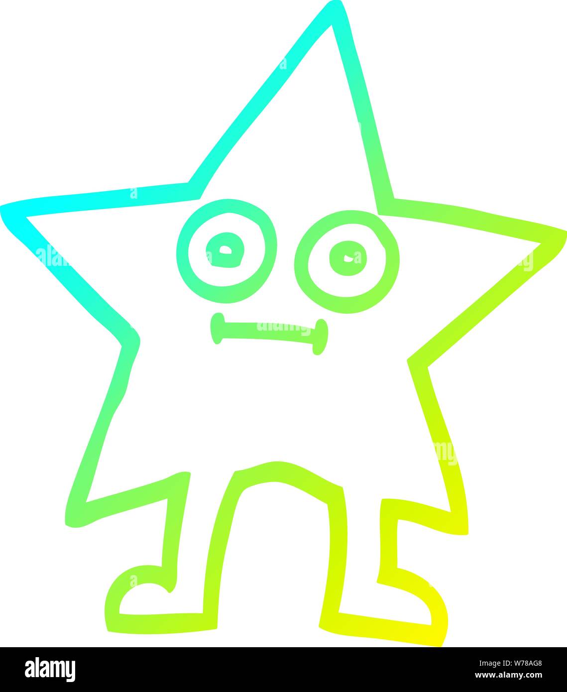 cold gradient line drawing of a cartoon star character Stock Vector ...