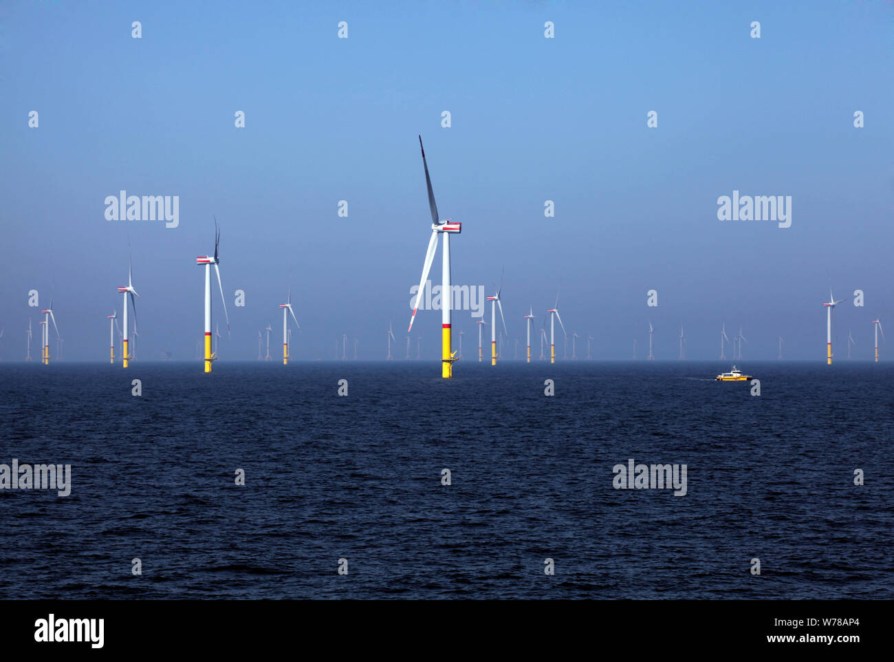 Off shore wind power. The Arkona green energy offshore wind farm in the ...
