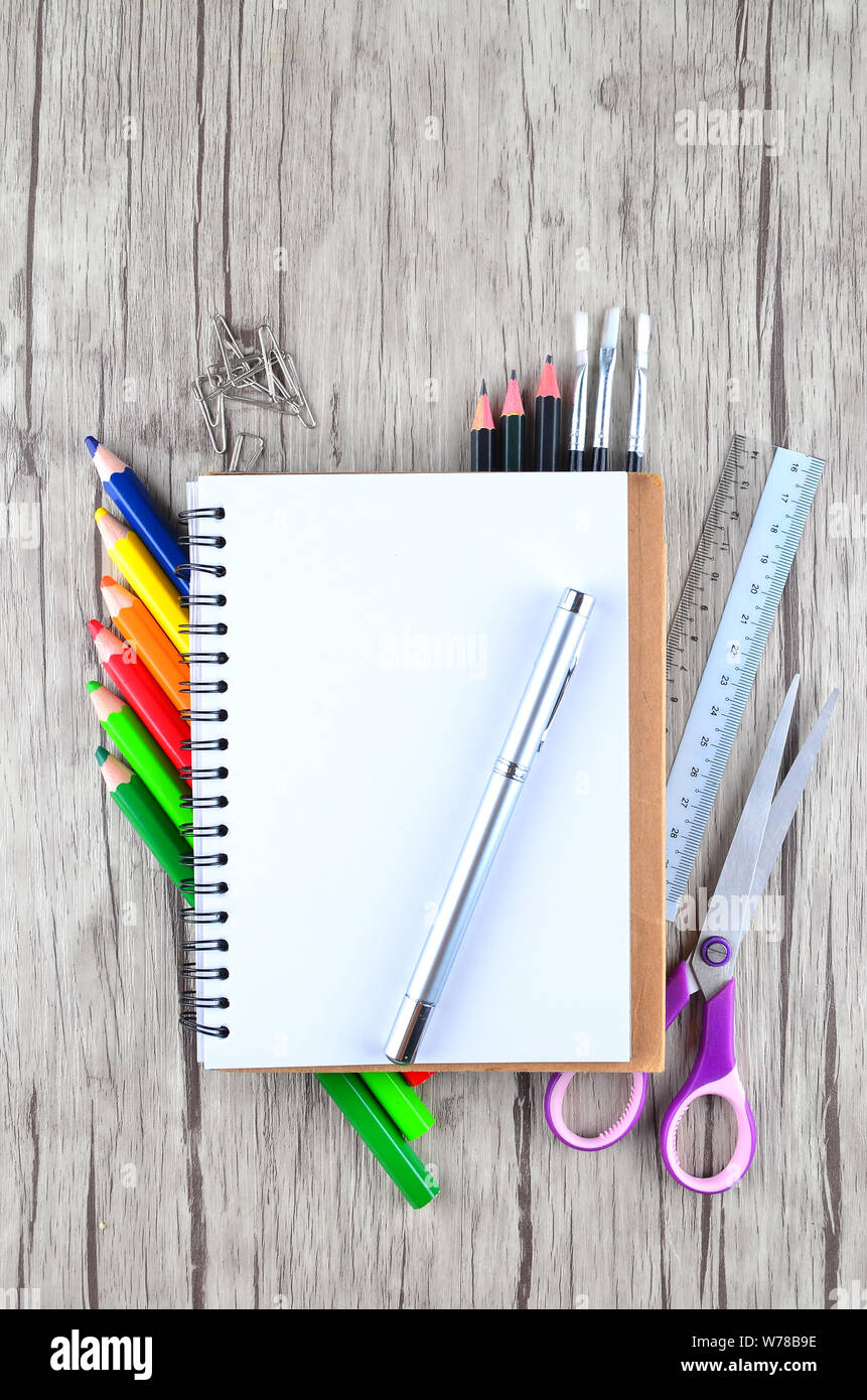 Photo of office and student gear over white background - Back to school ...