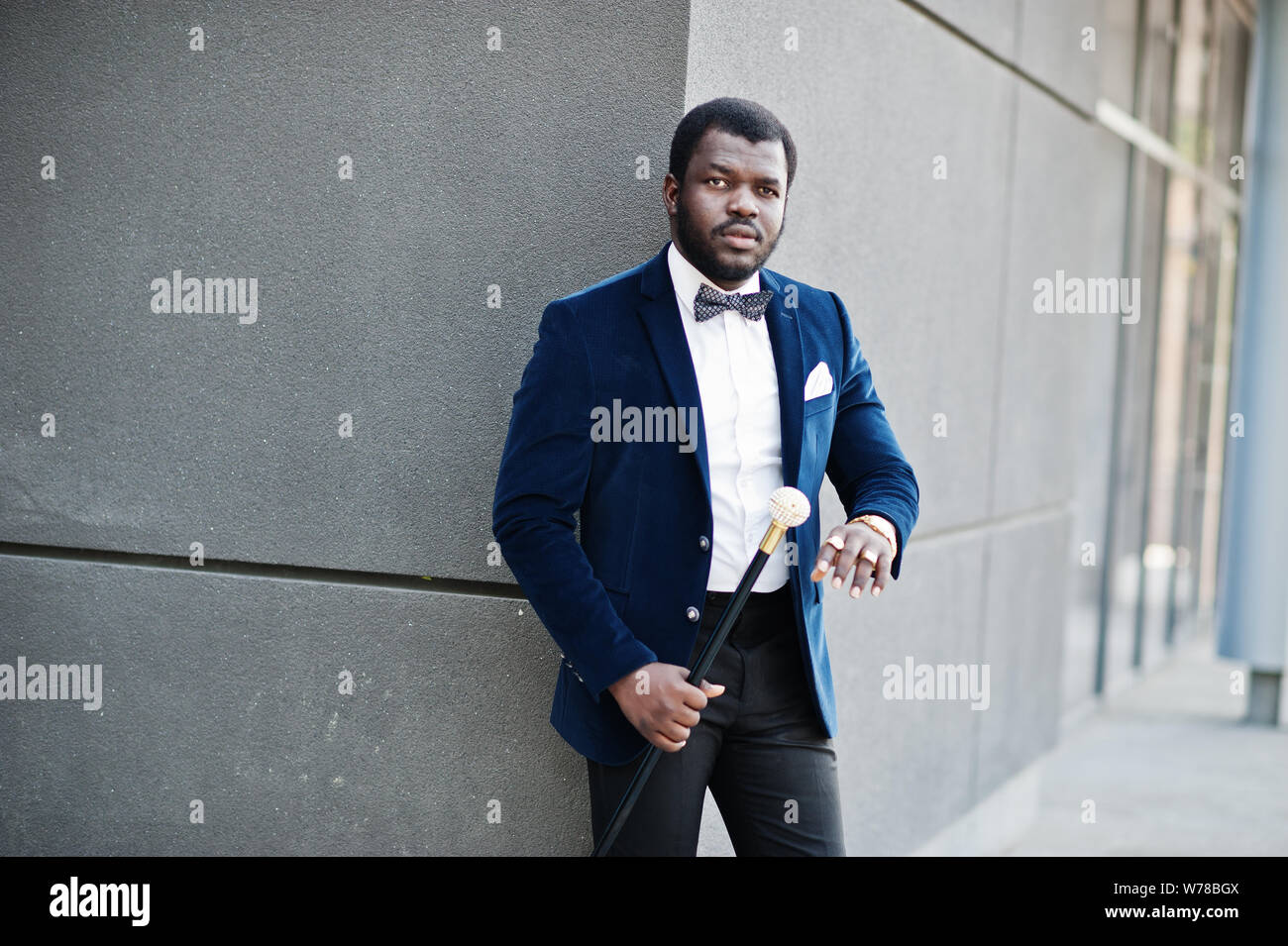 Handsome fashionable african american man in formal wear and bow tie ...