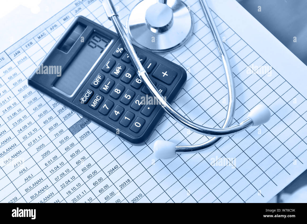 Health care costs. Stethoscope and calculator symbol for health care ...