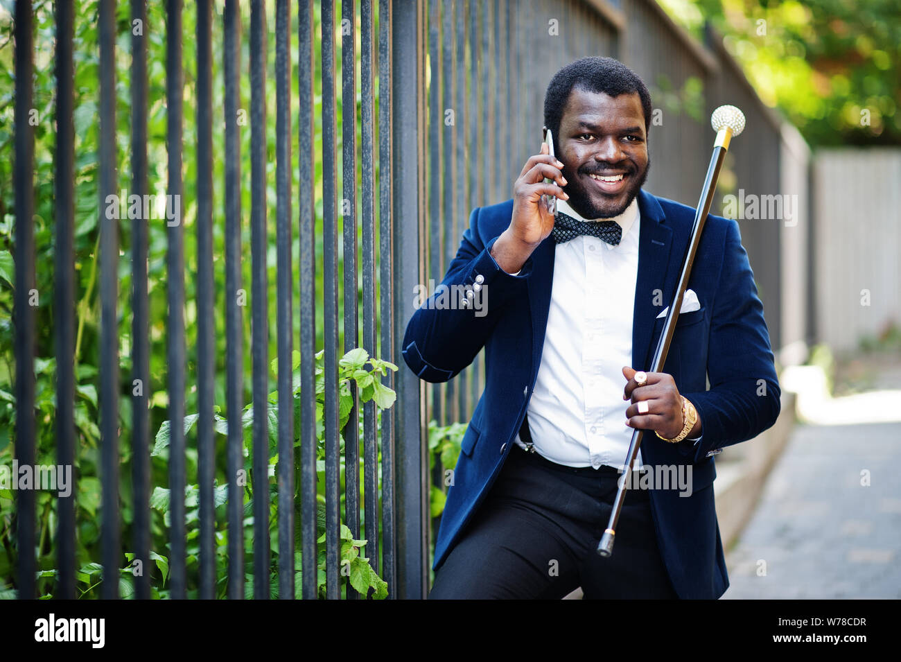 Handsome fashionable african american man in formal wear and bow tie ...