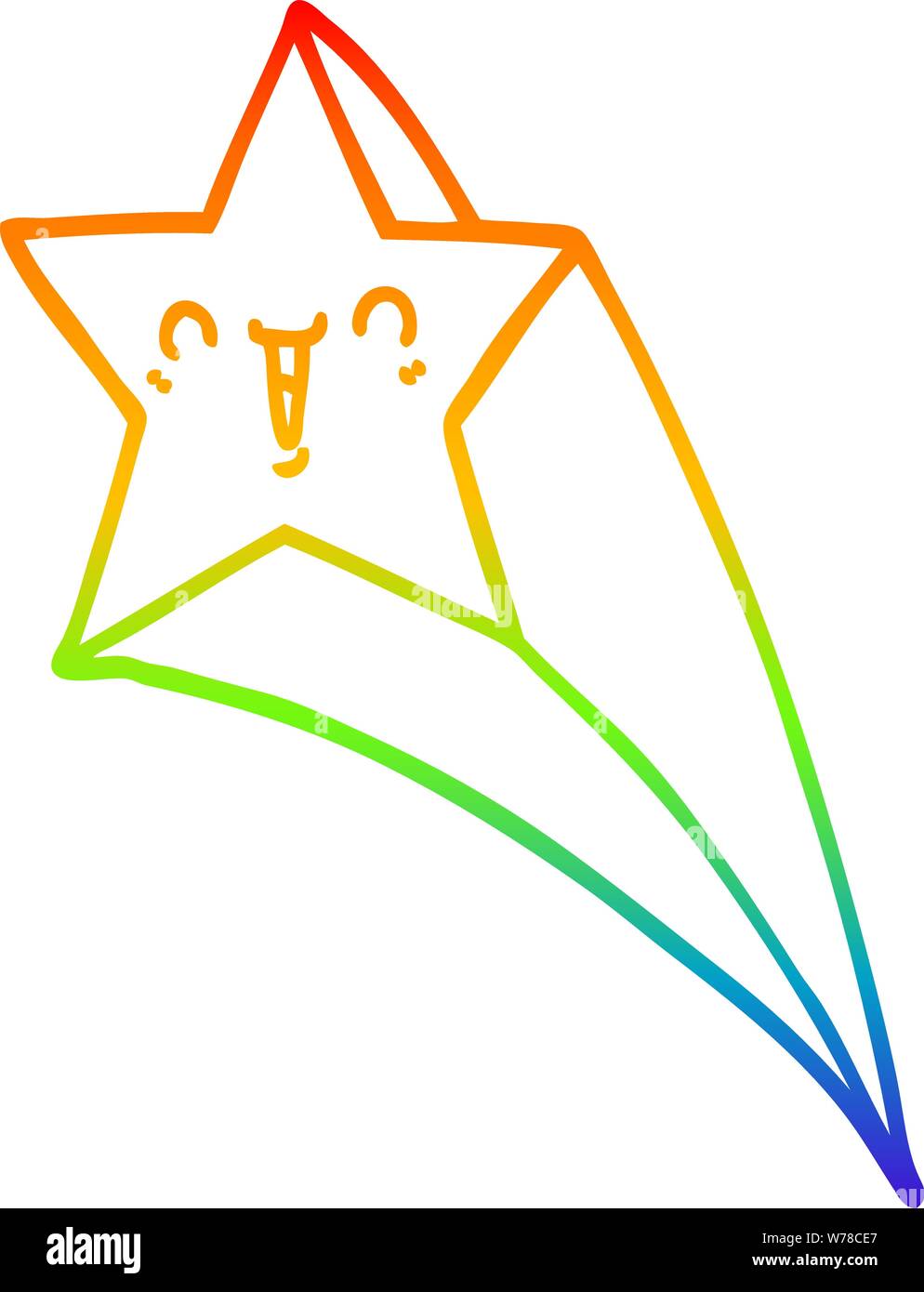 rainbow gradient line drawing of a cartoon shooting star Stock Vector ...