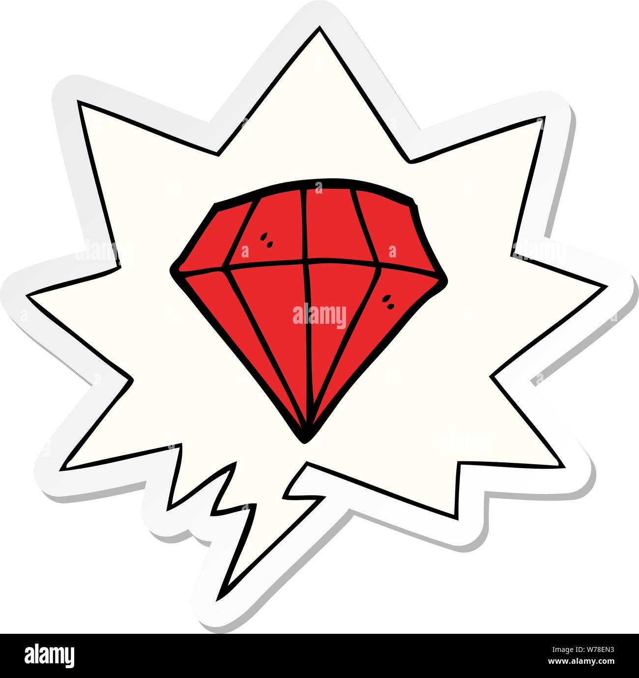 cartoon tattoo diamond with speech bubble sticker Stock Vector Image ...