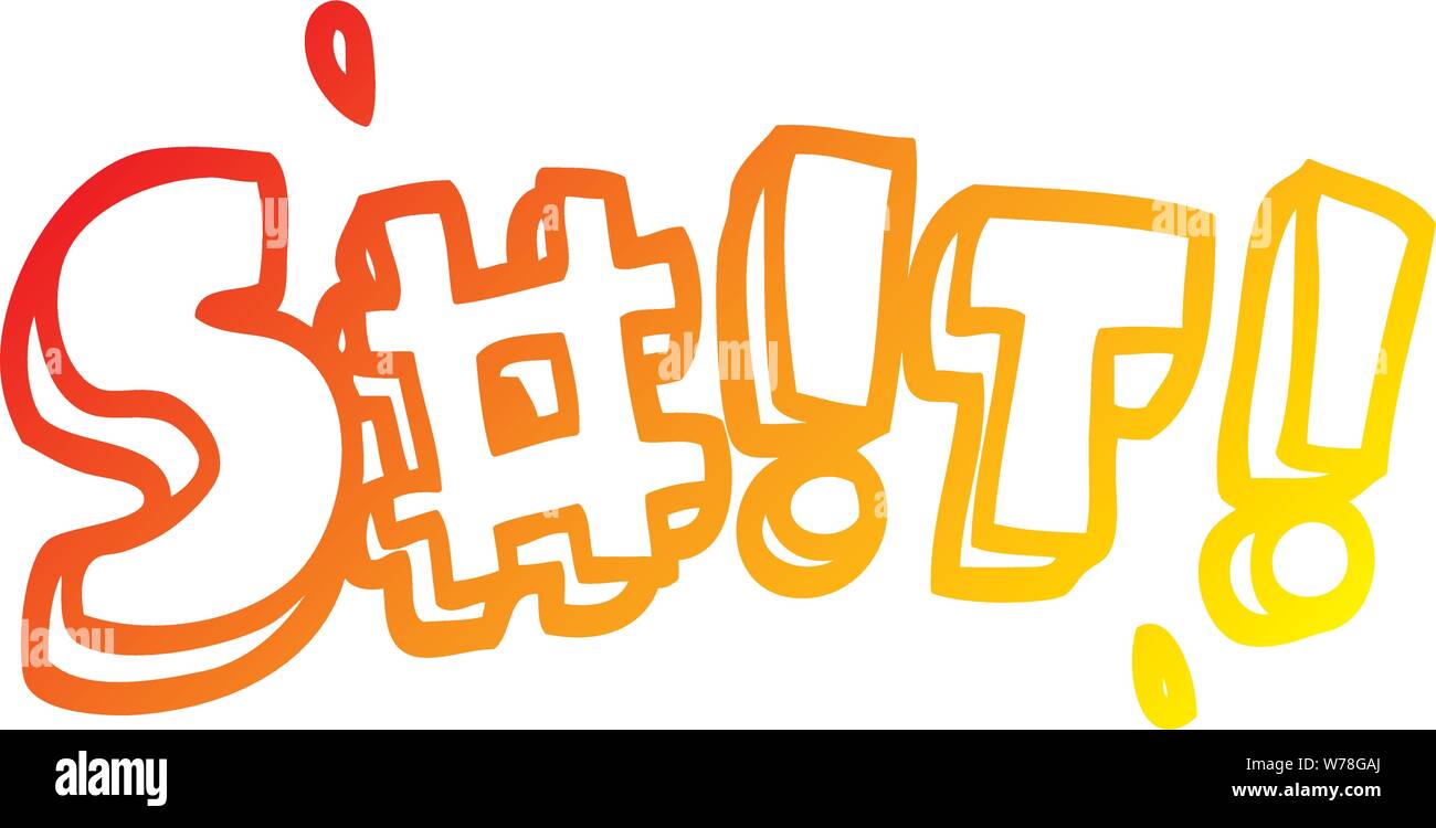 warm gradient line drawing of a cartoon swear word Stock Vector Image ...