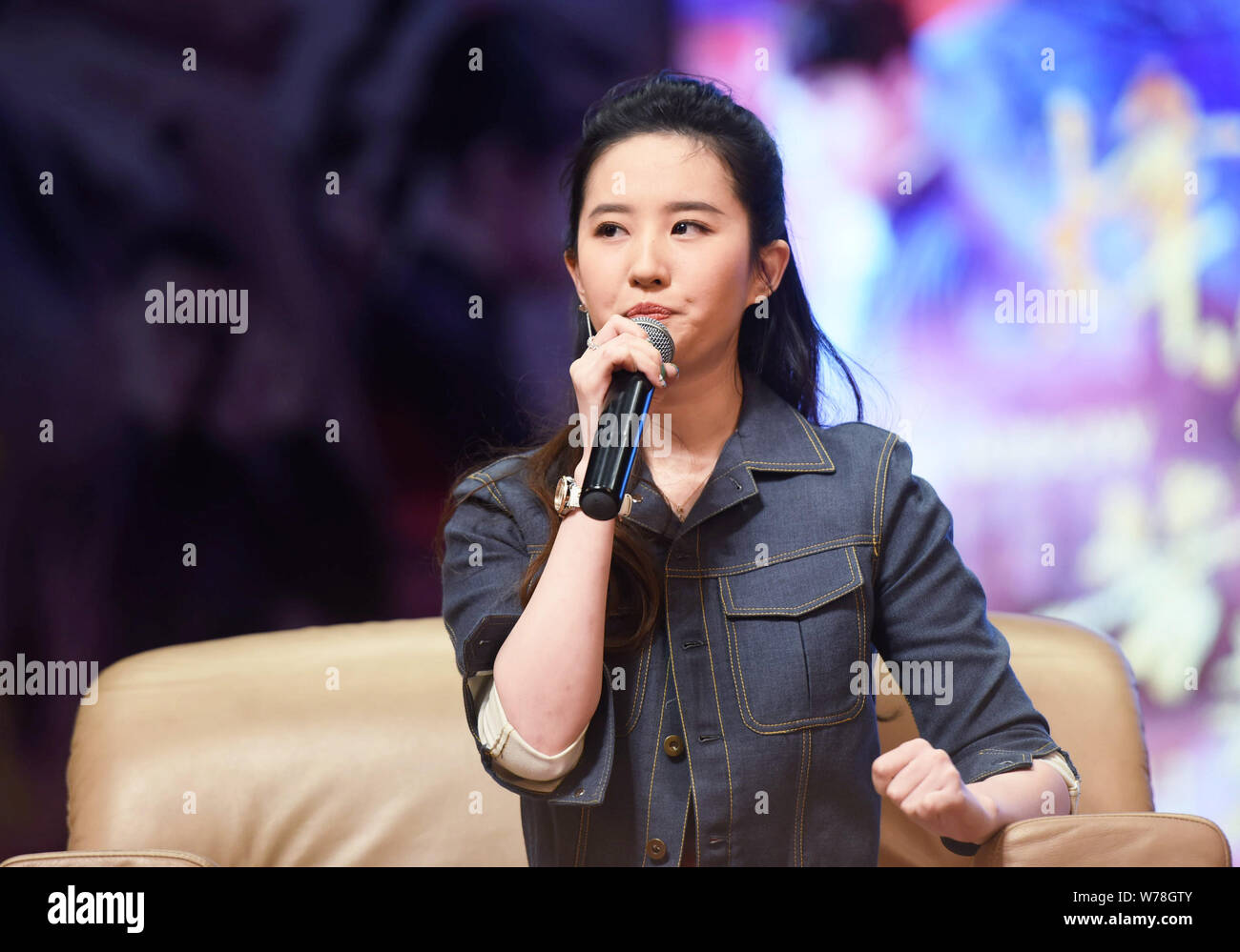 Chinese actress Liu Yifei attends a promotional event for her movie ...
