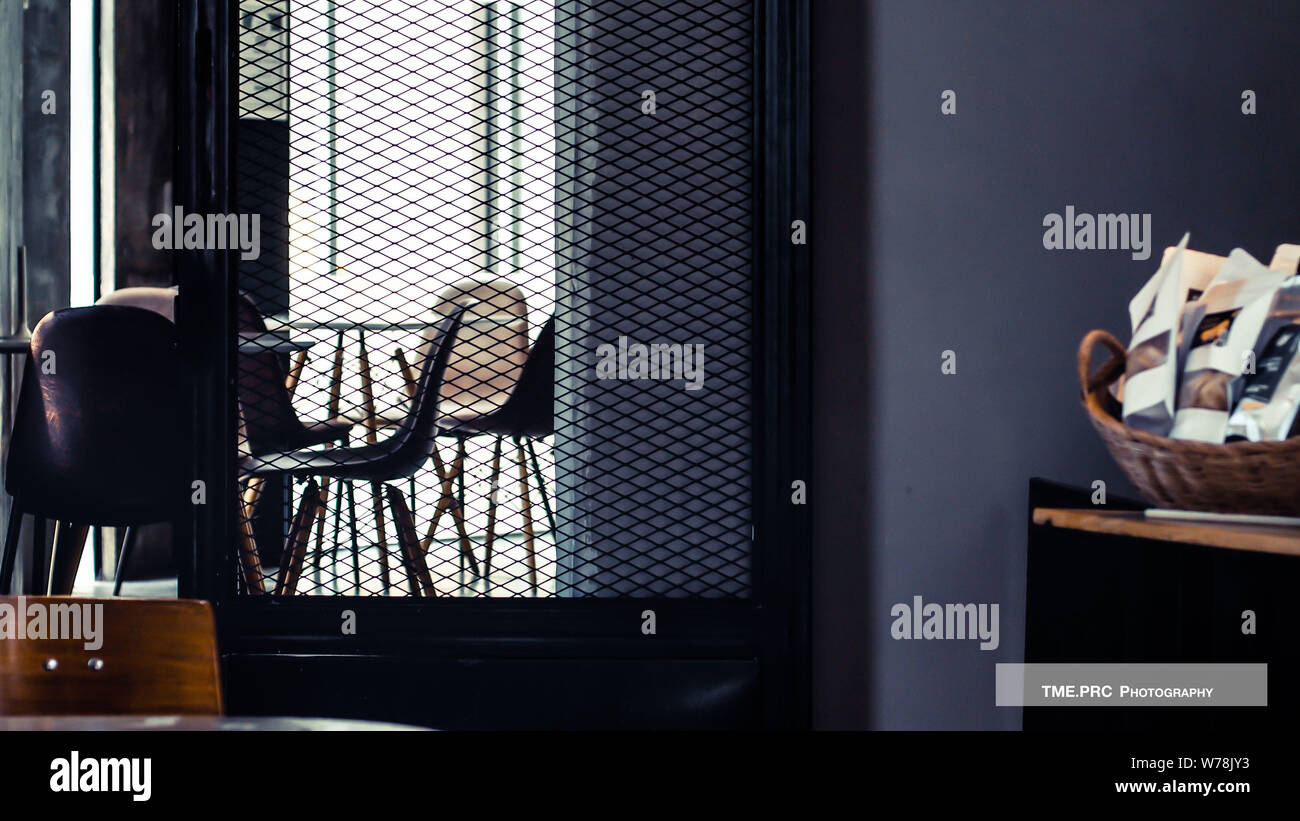 Abstract coffee shop co-working space background nobody there Stock ...