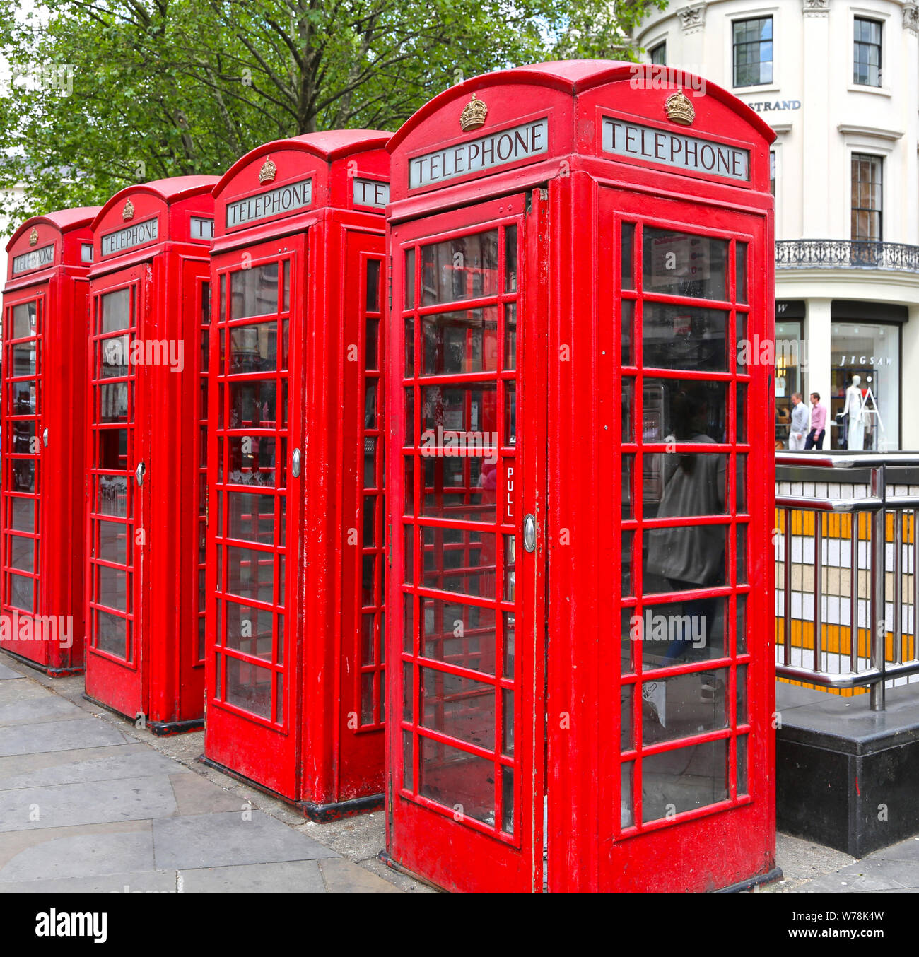 London, Great Britain -May 23, 2016: red phone booths on London street ...