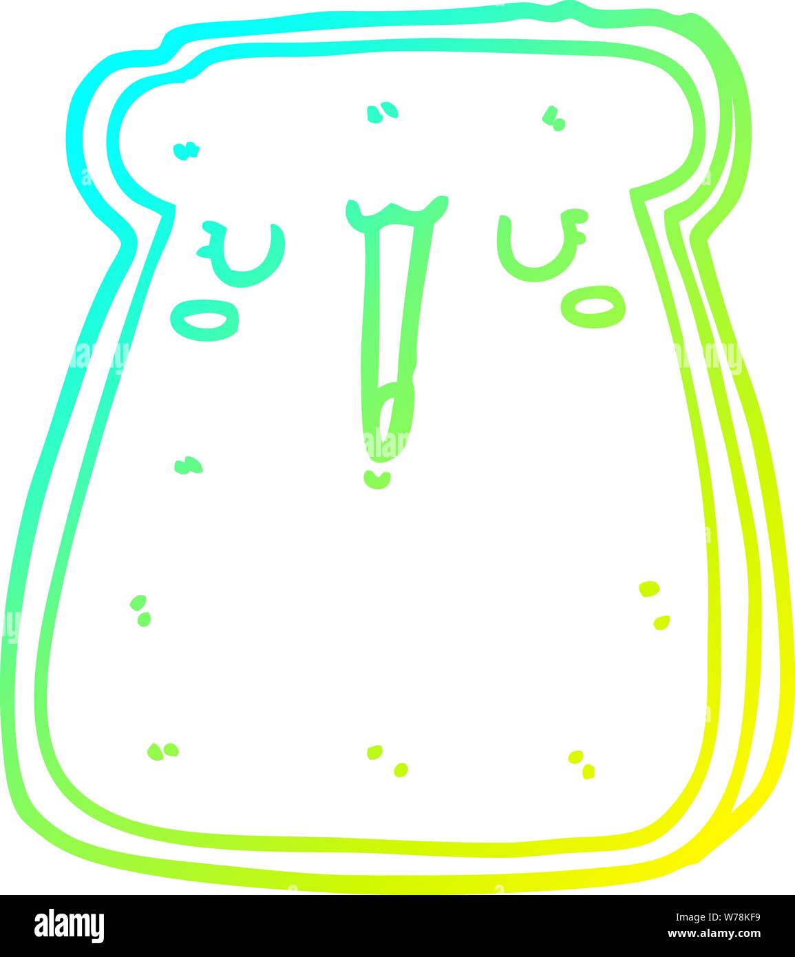 cold gradient line drawing of a cartoon toast Stock Vector Image & Art ...