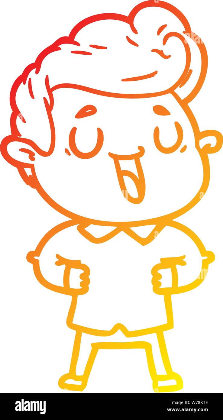 warm gradient line drawing of a happy cartoon man Stock Vector Image ...