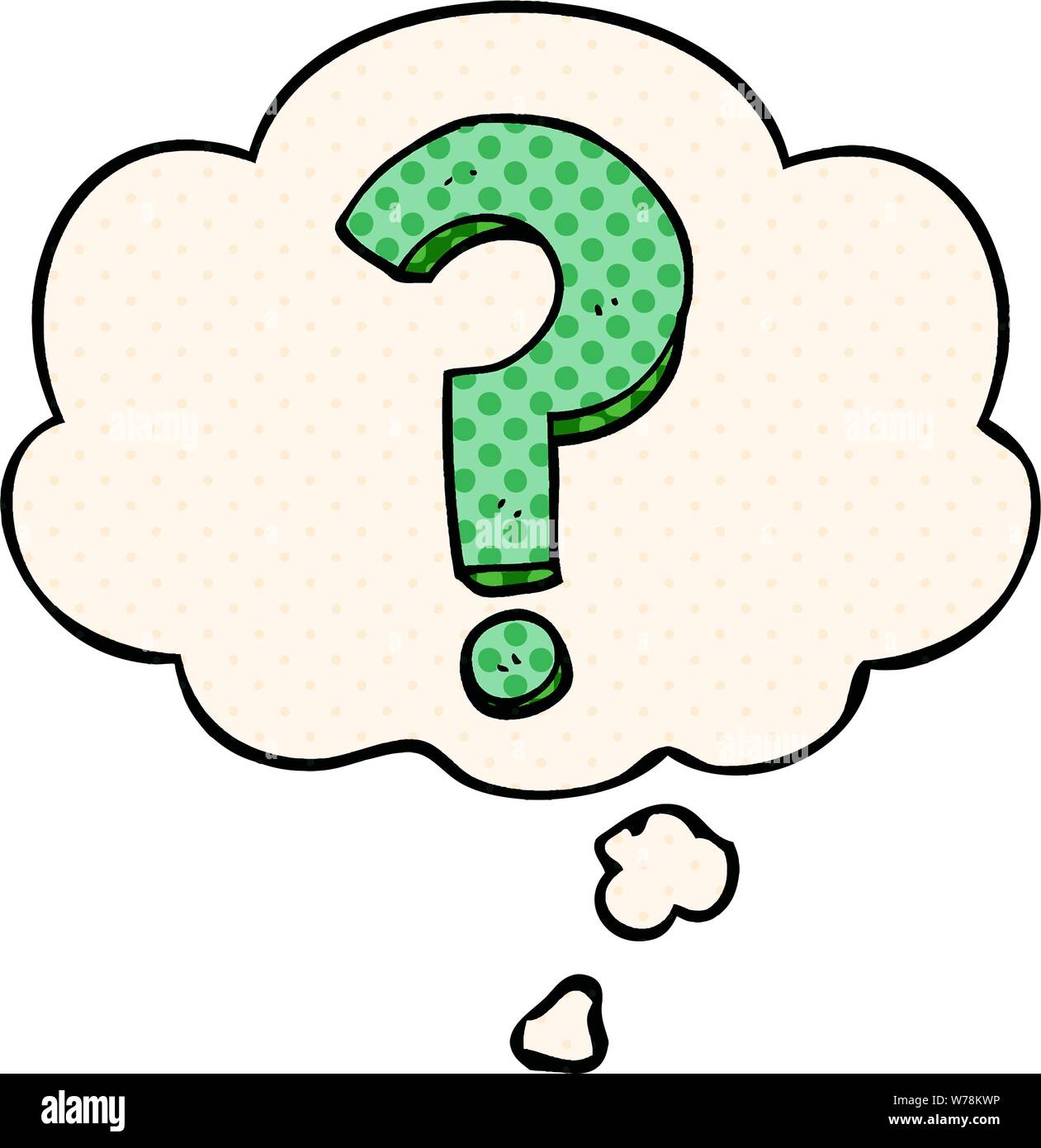 cartoon question mark with thought bubble in comic book style Stock ...