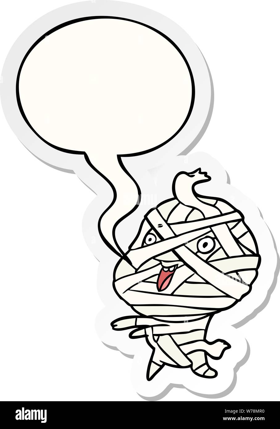 cute cartoon halloween mummy with speech bubble sticker Stock Vector ...