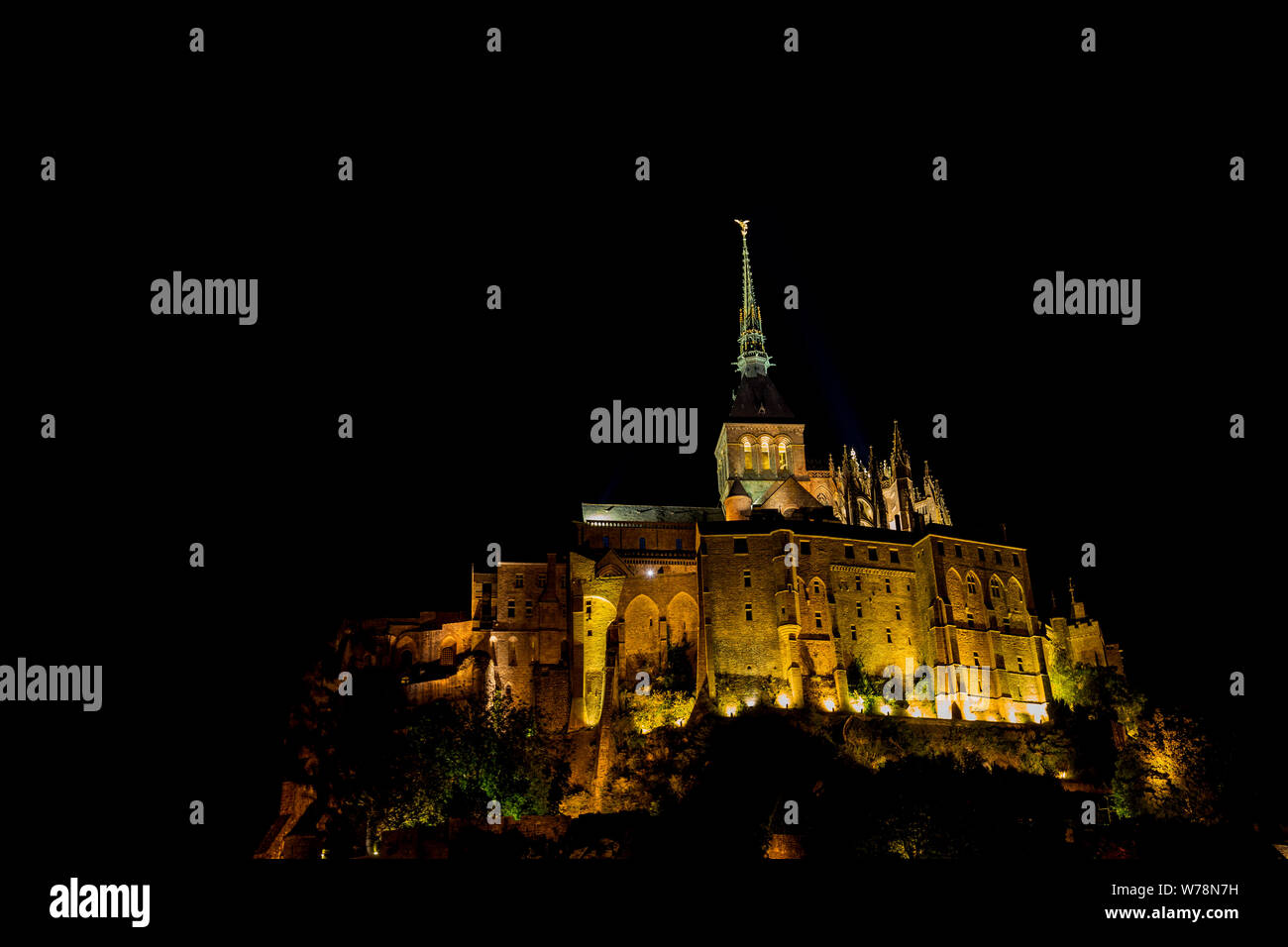 Mont Saint Michel at night, Normandy, France Stock Photo - Alamy