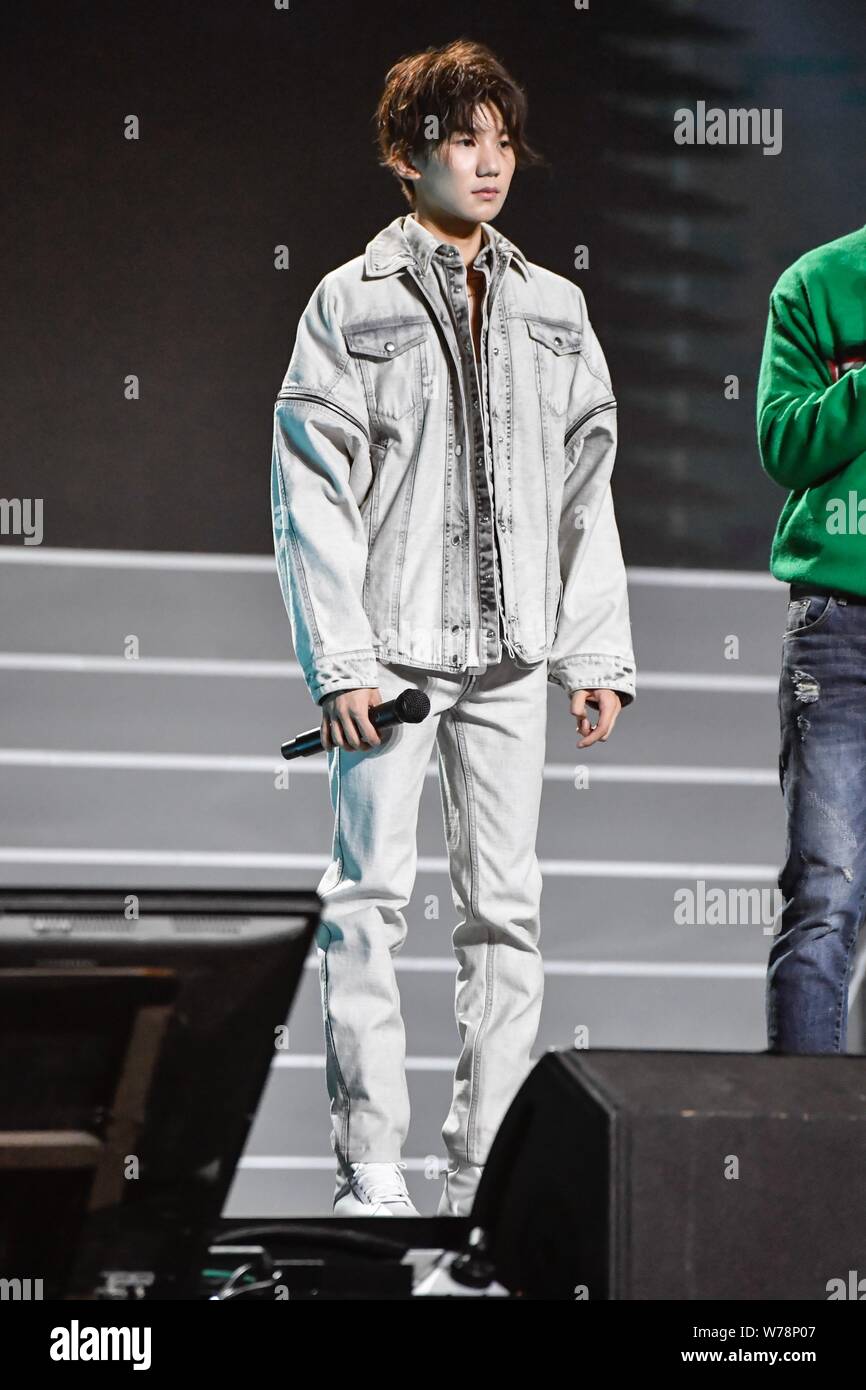 Singer-songwriter and actor Roy Wang or Wang Yuan of Chinese boy group TFBoys performs at the X ...