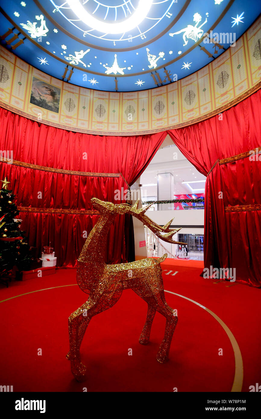 Interior view of a 40-meter-high Christmas tree art installation at a ...