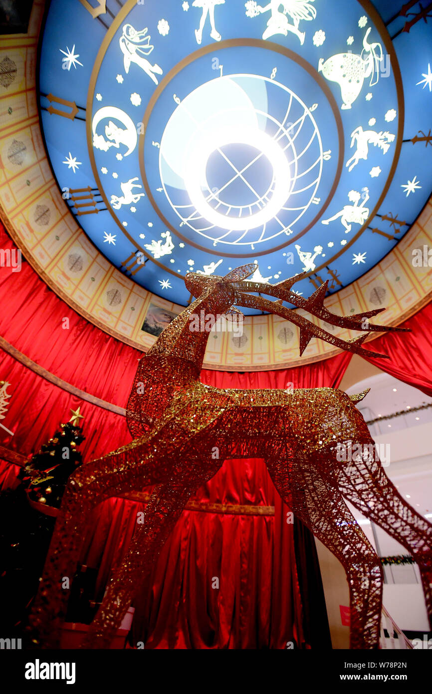 Interior view of a 40-meter-high Christmas tree art installation at a ...