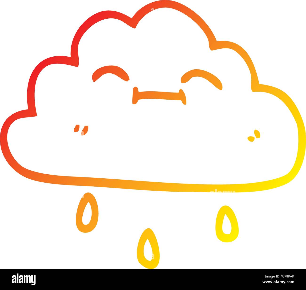 warm gradient line drawing of a cartoon happy rain cloud Stock Vector Image & Art - Alamy