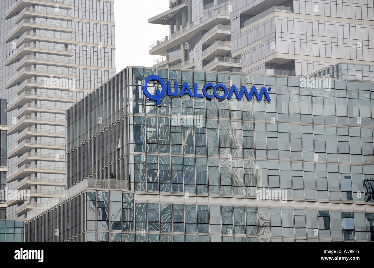 --FILE--View of a logo of Qualcomm at an Innovation Center of Qualcomm ...