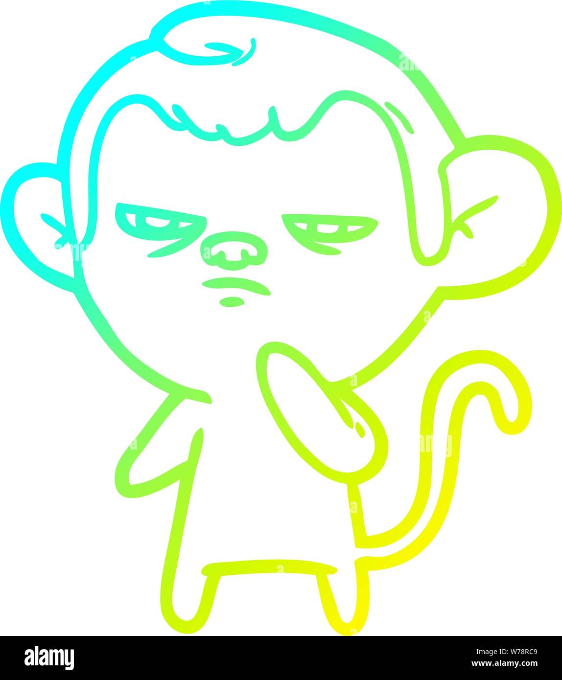 cold gradient line drawing of a cartoon monkey Stock Vector Image & Art ...