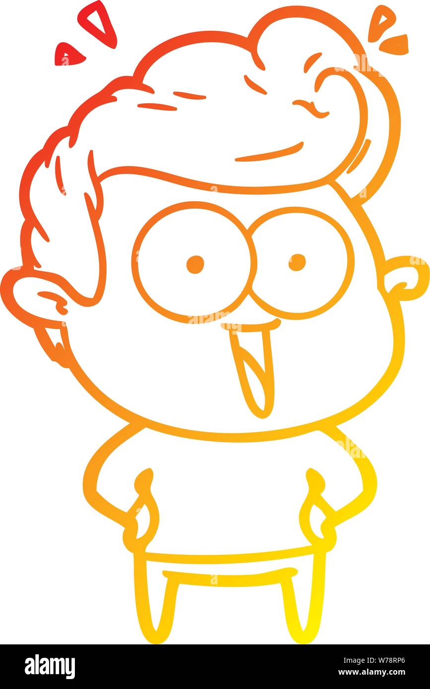 warm gradient line drawing of a cartoon excited man Stock Vector Image ...