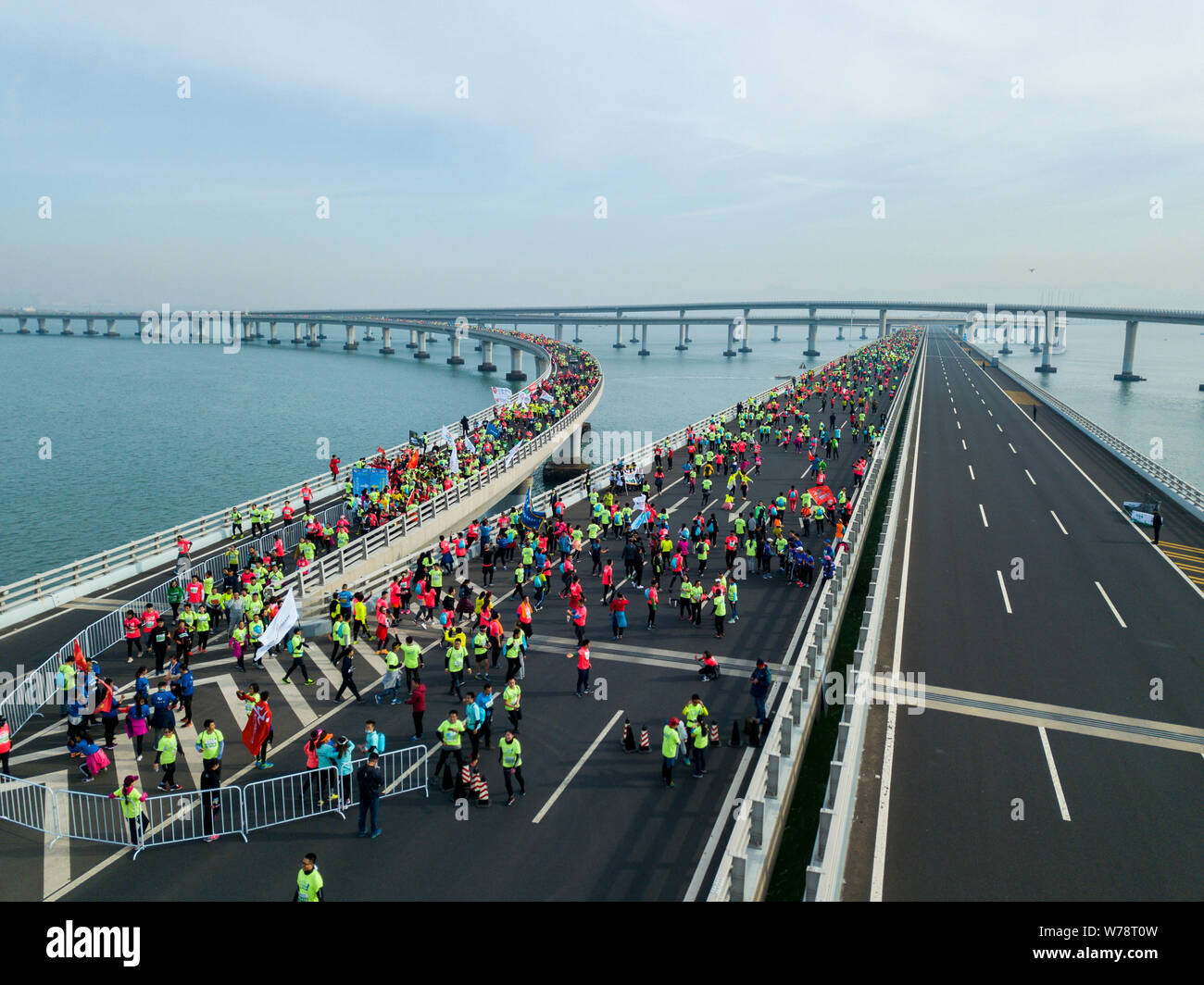 Participants compete in the world's first marathon on the sea on ...