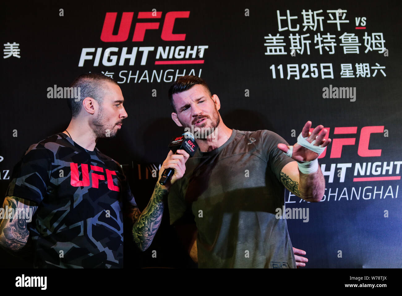 British mixed martial artist and actor Michael Bisping, right, receives ...