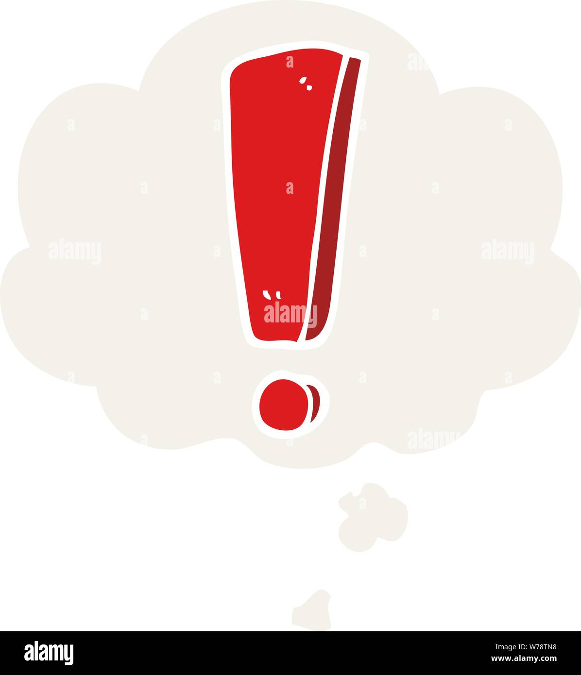 cartoon exclamation mark with thought bubble in retro style Stock ...