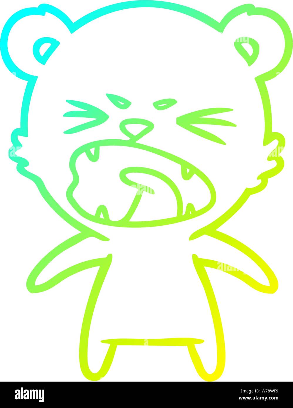 cold gradient line drawing of a angry cartoon bear Stock Vector Image ...