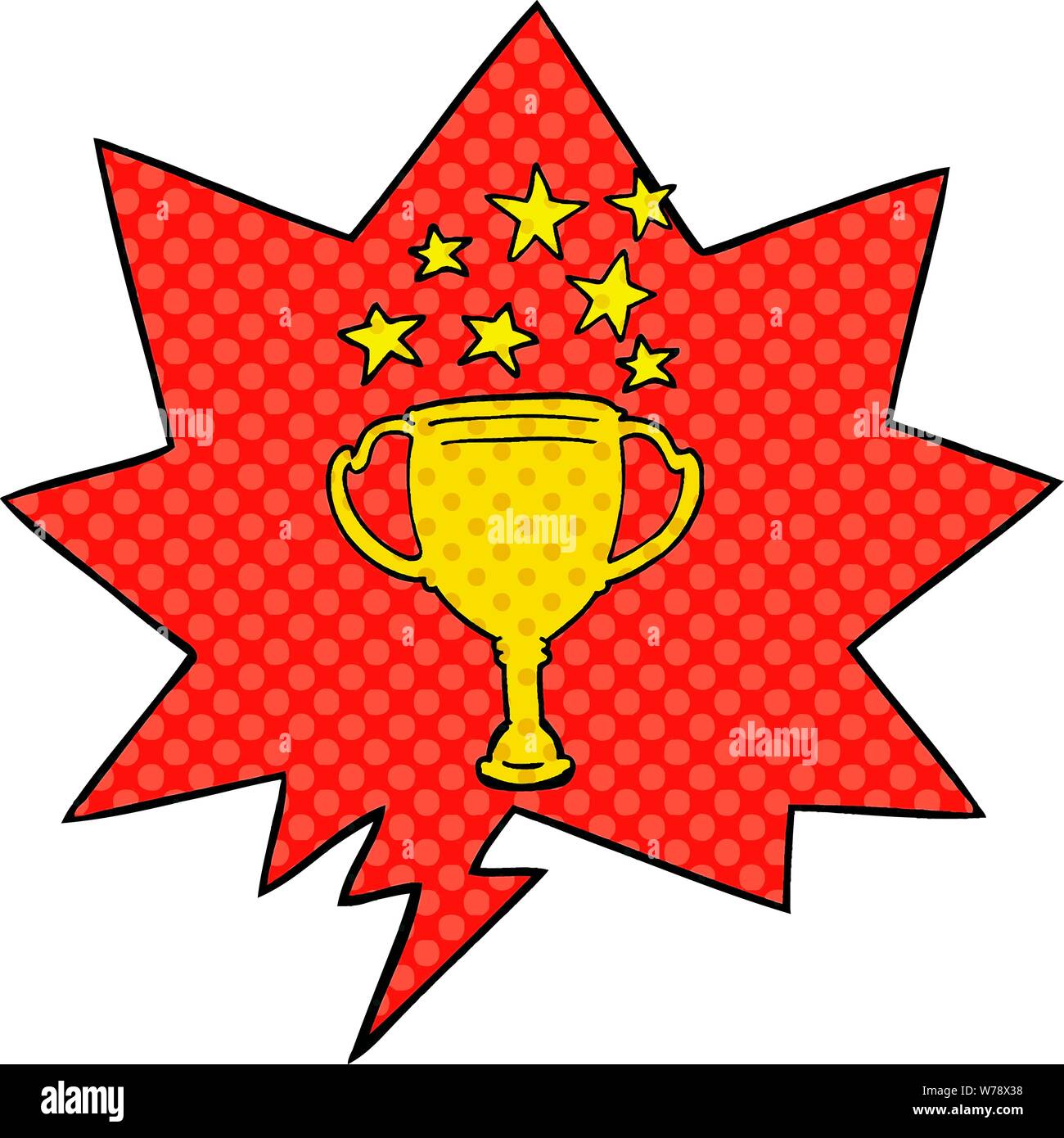 cartoon sports trophy with speech bubble in comic book style Stock ...