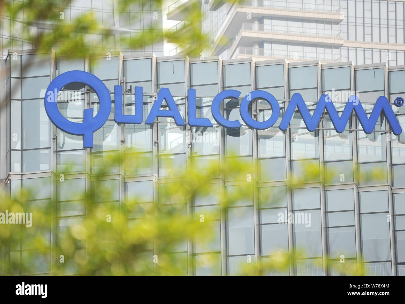 --FILE--View of a logo of Qualcomm at an Innovation Center of Qualcomm ...