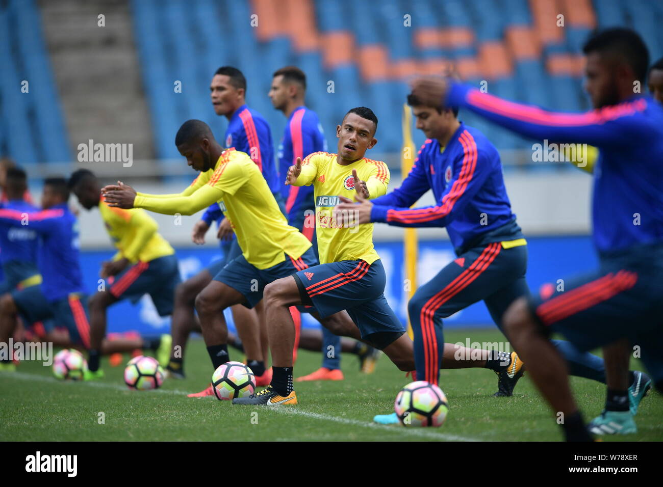 Players of Colombian national men's football team take part in a ...