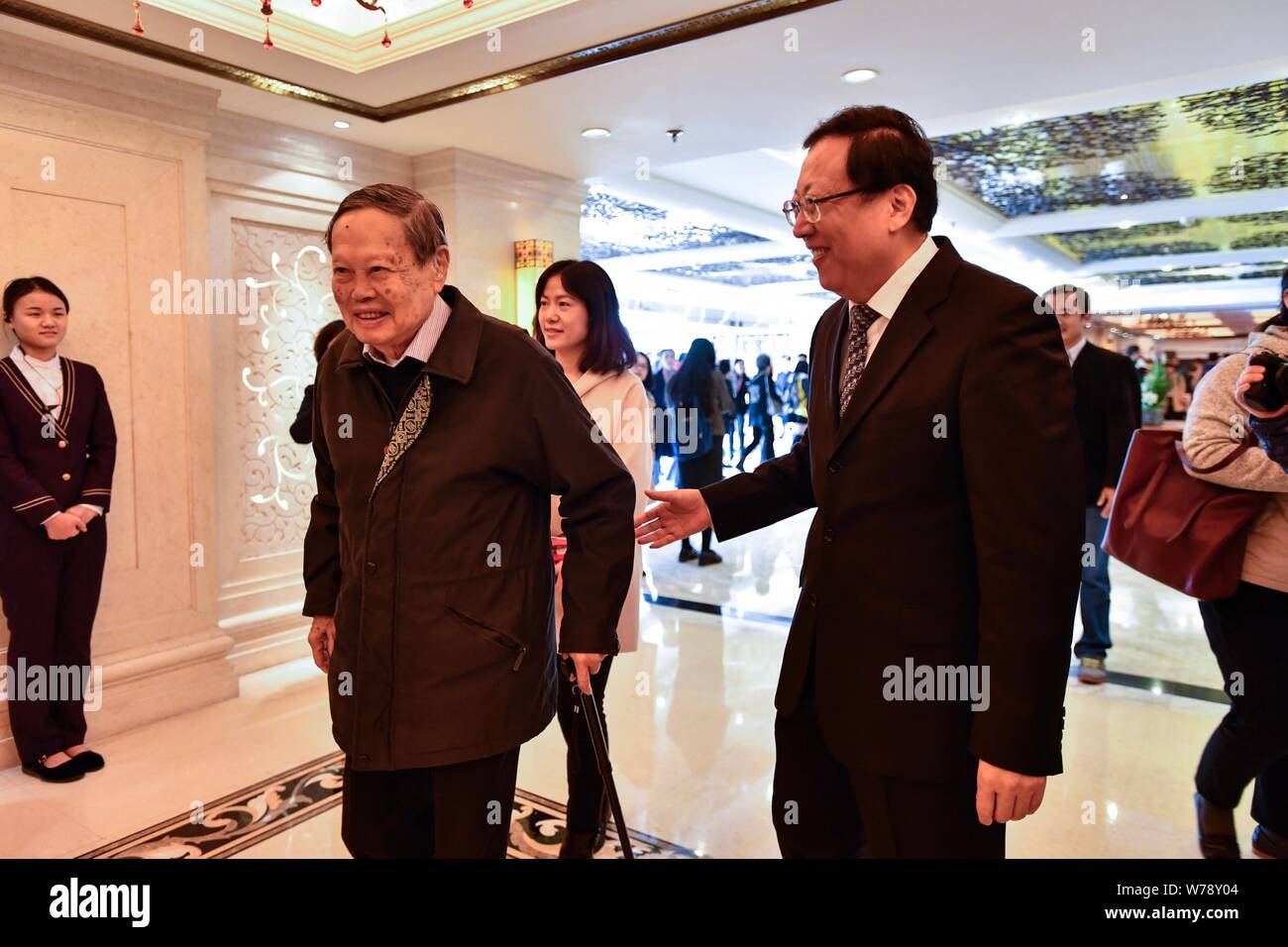 Chinese physicist Chen-Ning Yang, also known as Yang Zhenning, attends ...