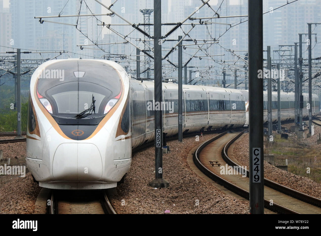 A "Fuxing" high speed bullet train on Beijing-Shanghai high speed ...