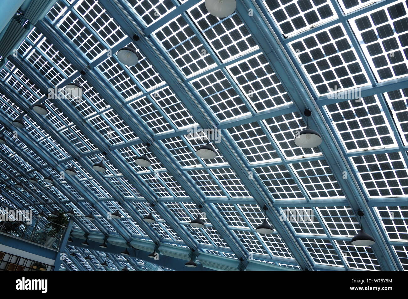 Interior view of the China's largest solar photovoltaic super charging station of Tellus Power ...