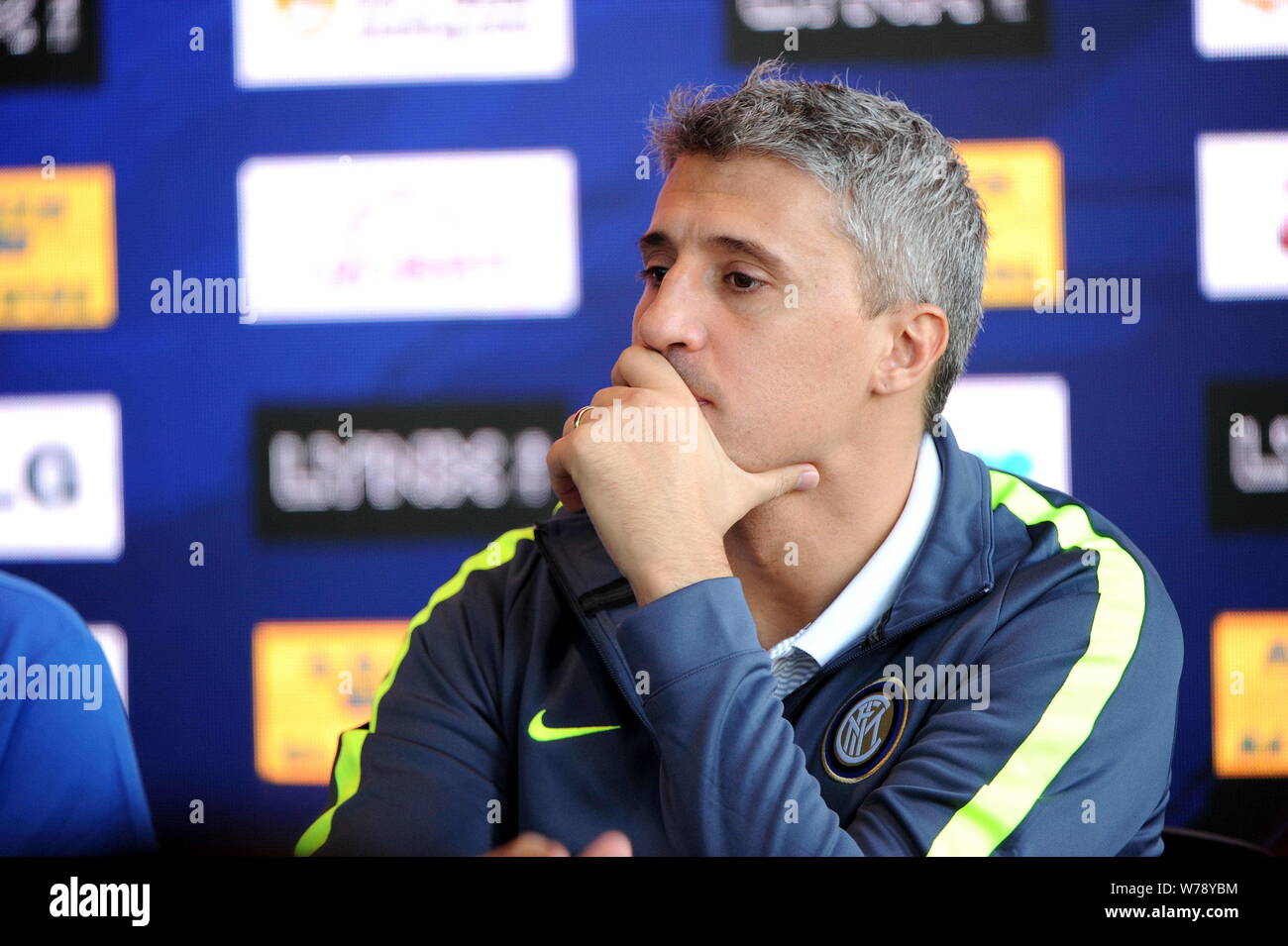 Argentinian former football player Hernan Crespo attends a press ...