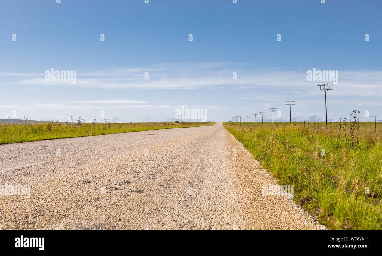 View of an empty country highway road in South African Farmland region ...