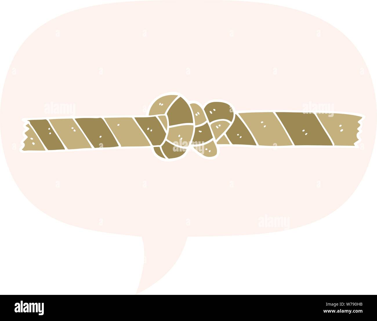 cartoon knotted rope with speech bubble in retro style Stock Vector ...