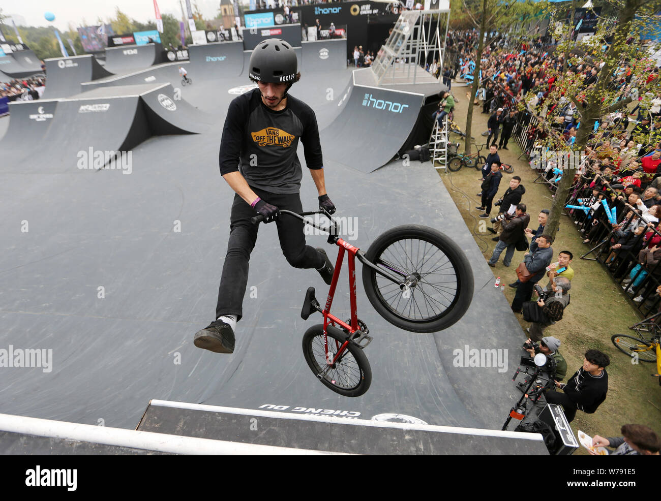 An athlete performs during the FISE World Series Chengdu 2017 in ...