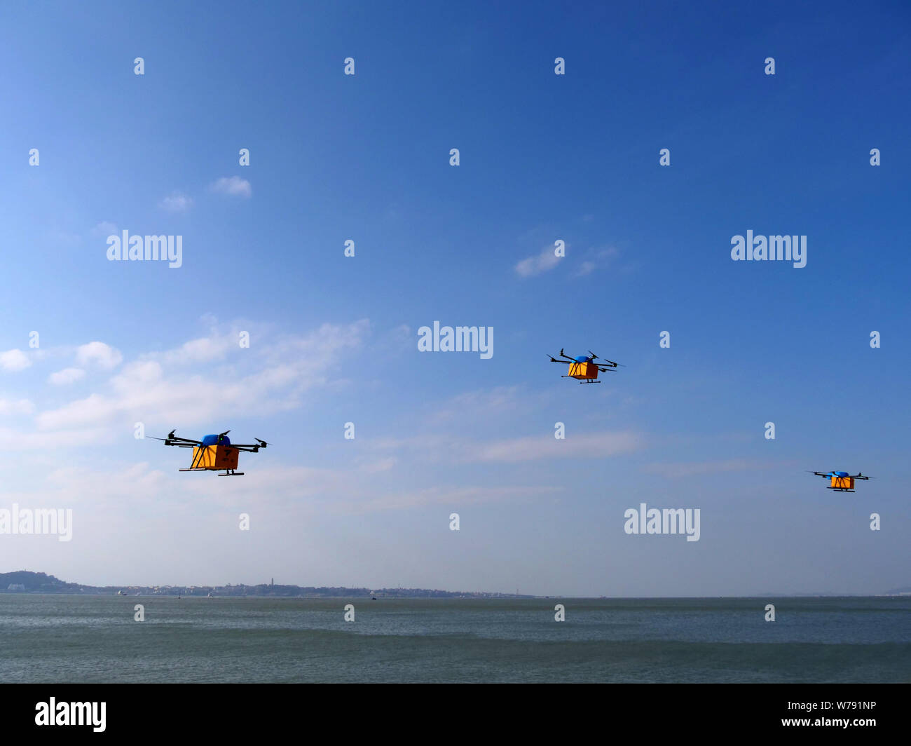 --FILE--Three unmanned aerial vehicles (UAVs), commonly known as drones ...