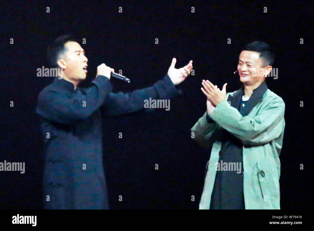 Hong Kong actor Donnie Yen or Yen Chi Tan, left, and Jack Ma Yun ...